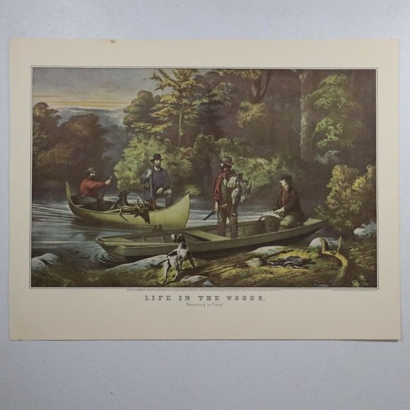 Vintage | Art | Life In The Woods Returning To Camp Currier Ives ...